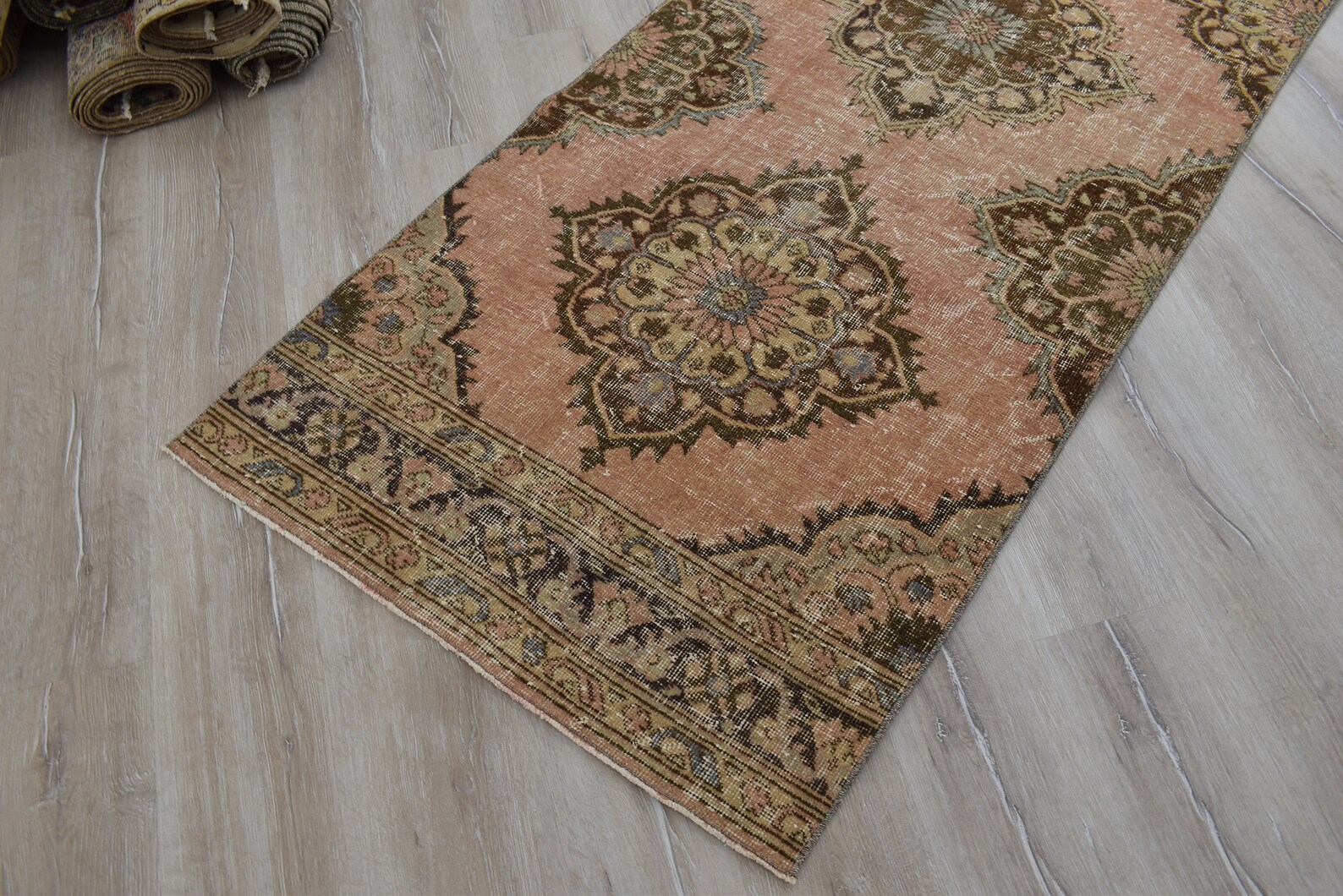 Slim Runner Rug Vintage Rug Mute Pink Rug Narrow Rug - Etsy