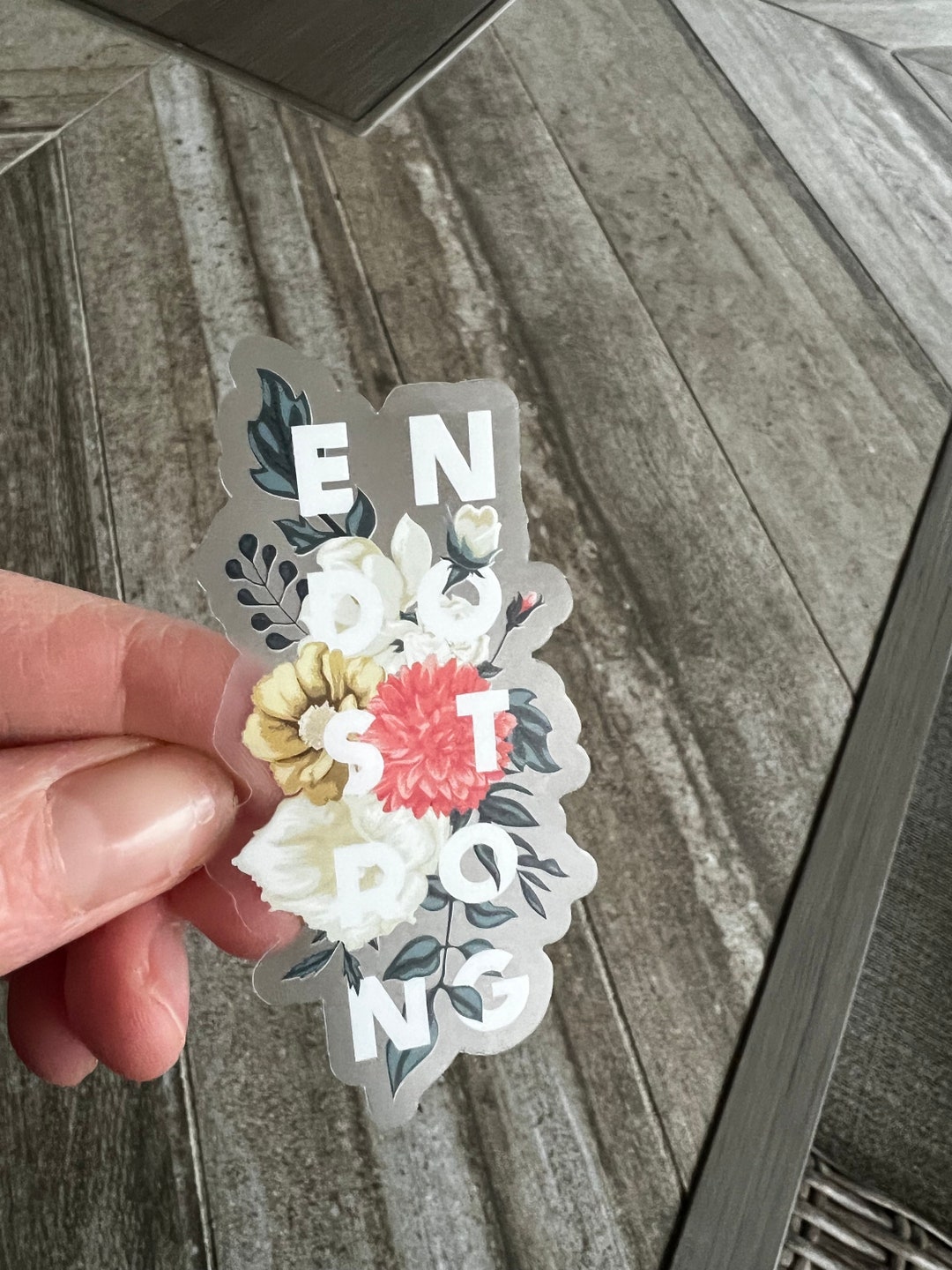 Floral Endo Strong Clear Sticker Decal Label Die Cut Endometriosis ...