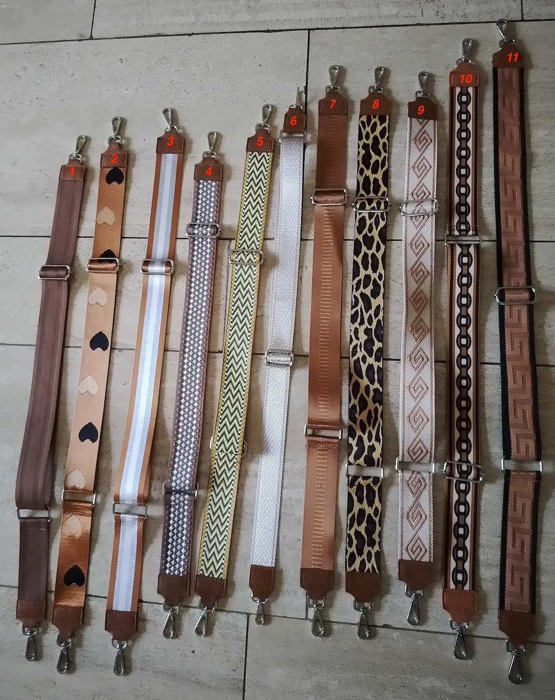 Beautiful Bag Straps Fabric Straps Straps to Cognac With Silver Details ...