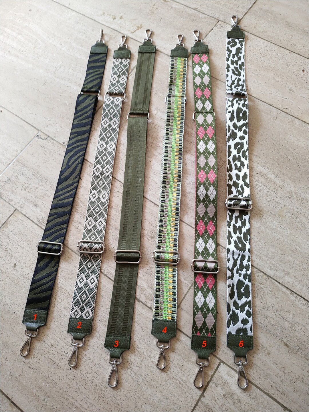 Beautiful Bag Straps Fabric Straps in Olive Green With Silver Details ...