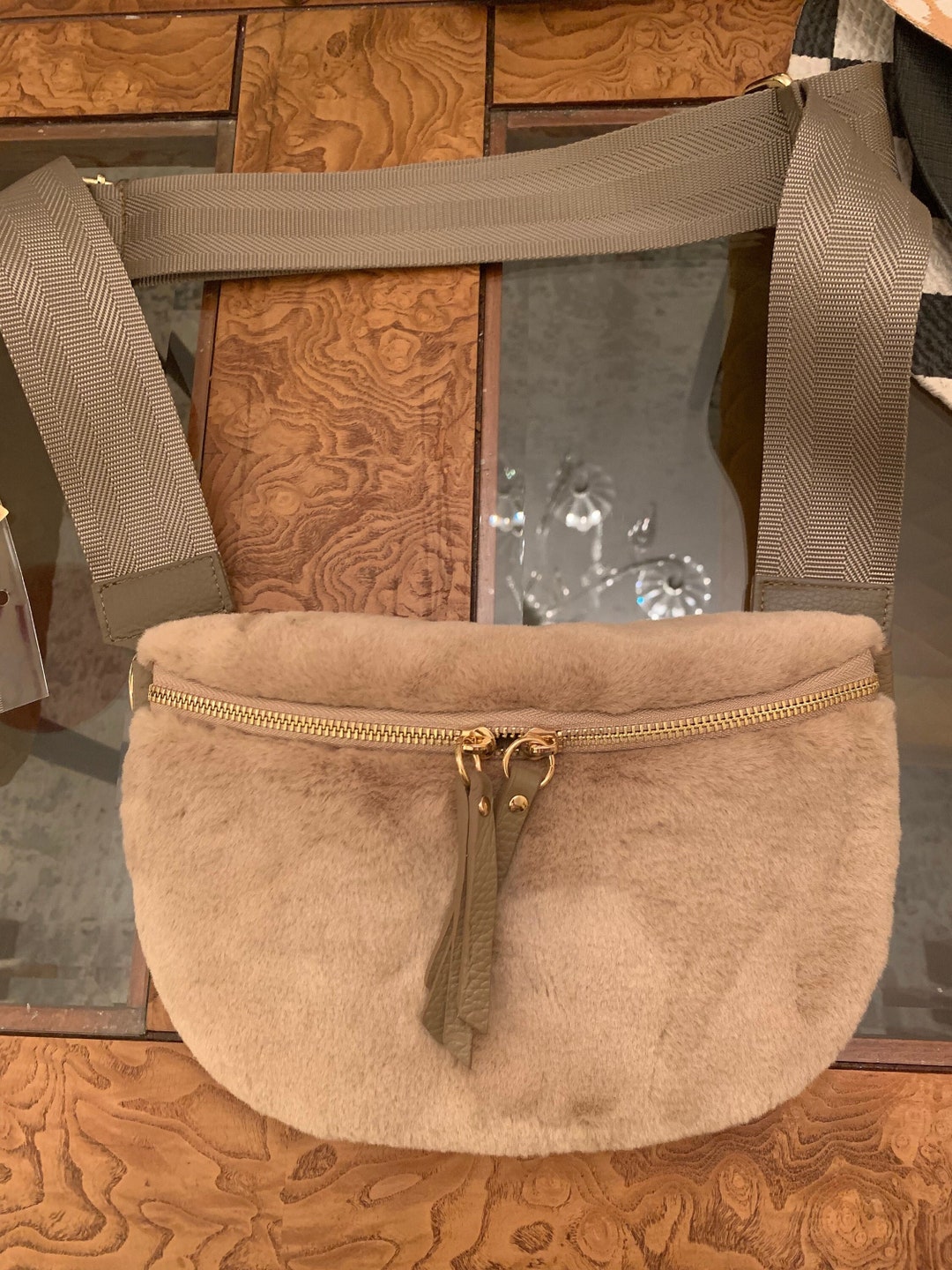 Medium-sized Faux Fur Bum Bag Body Bag With Golden Details & - Etsy