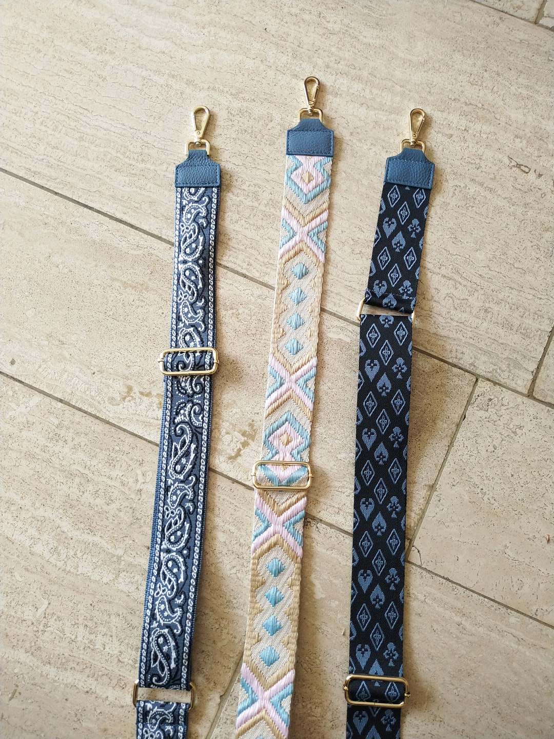 Beautiful Bag Straps Fabric Straps Straps to Jeans Blue With Gold ...
