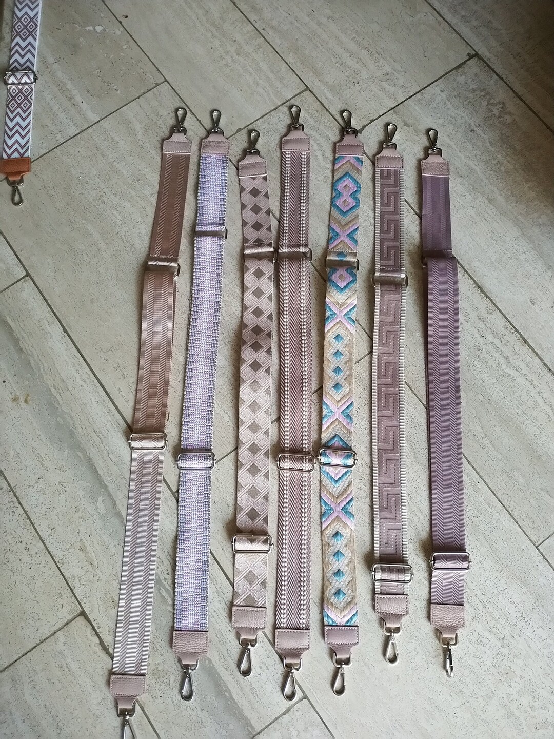 Beautiful Bag Straps Fabric Straps to Rose Beige Pink Beige With Silver ...