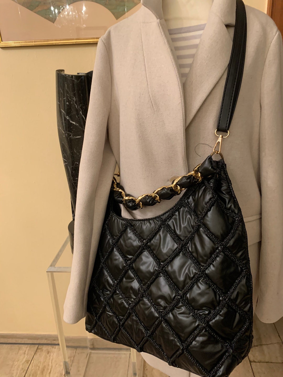 Large, Stylish Shopper Shoulder Bag With Gold Details in Various Colors ...