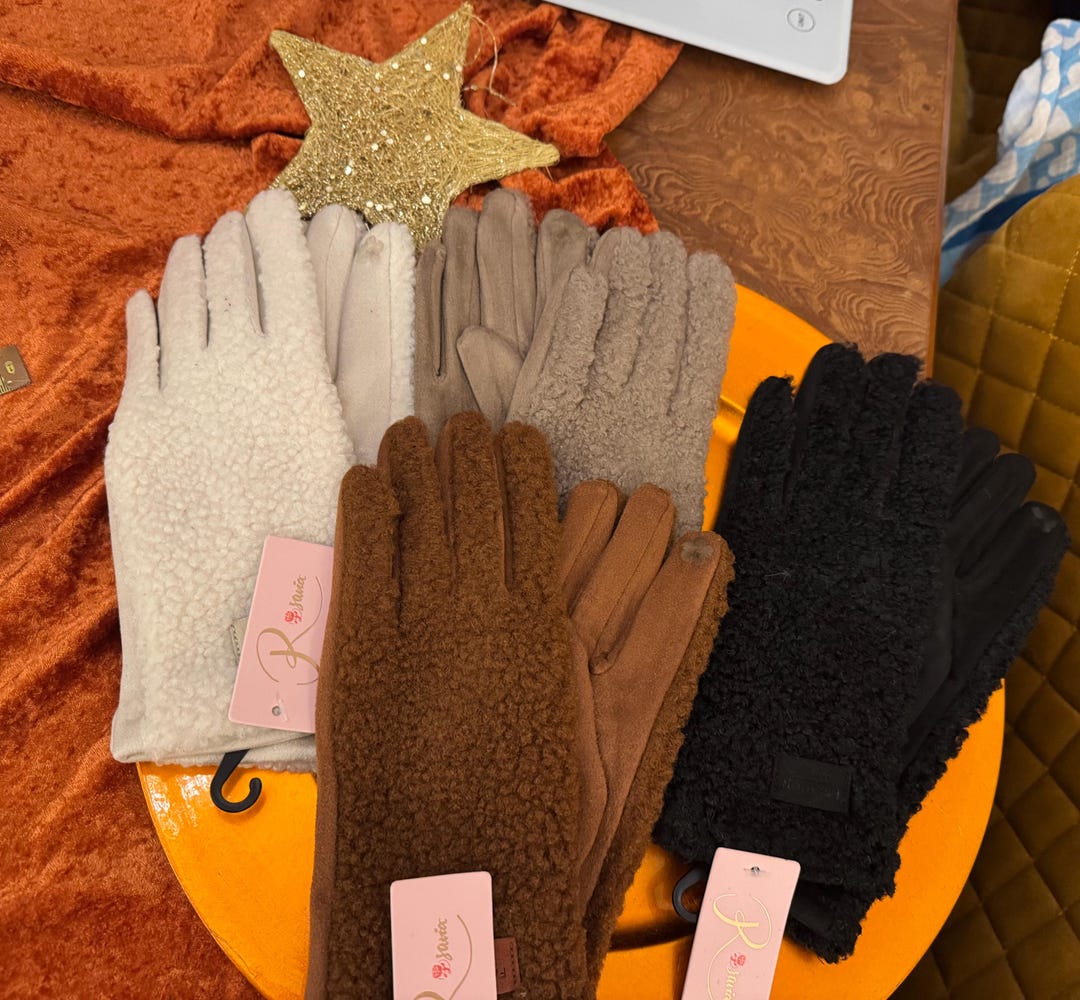 Gloves in Suede Look & Teddy Plush in Various Colors - Etsy