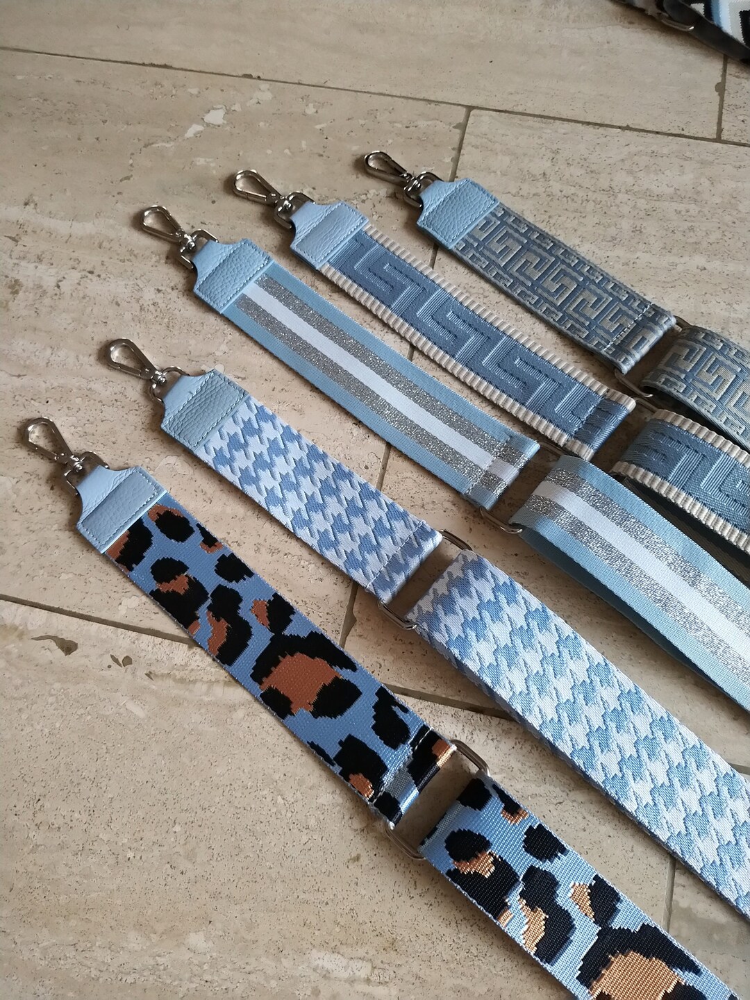 Beautiful Bag Straps Fabric Straps in Light Blue With Silver Details - Etsy