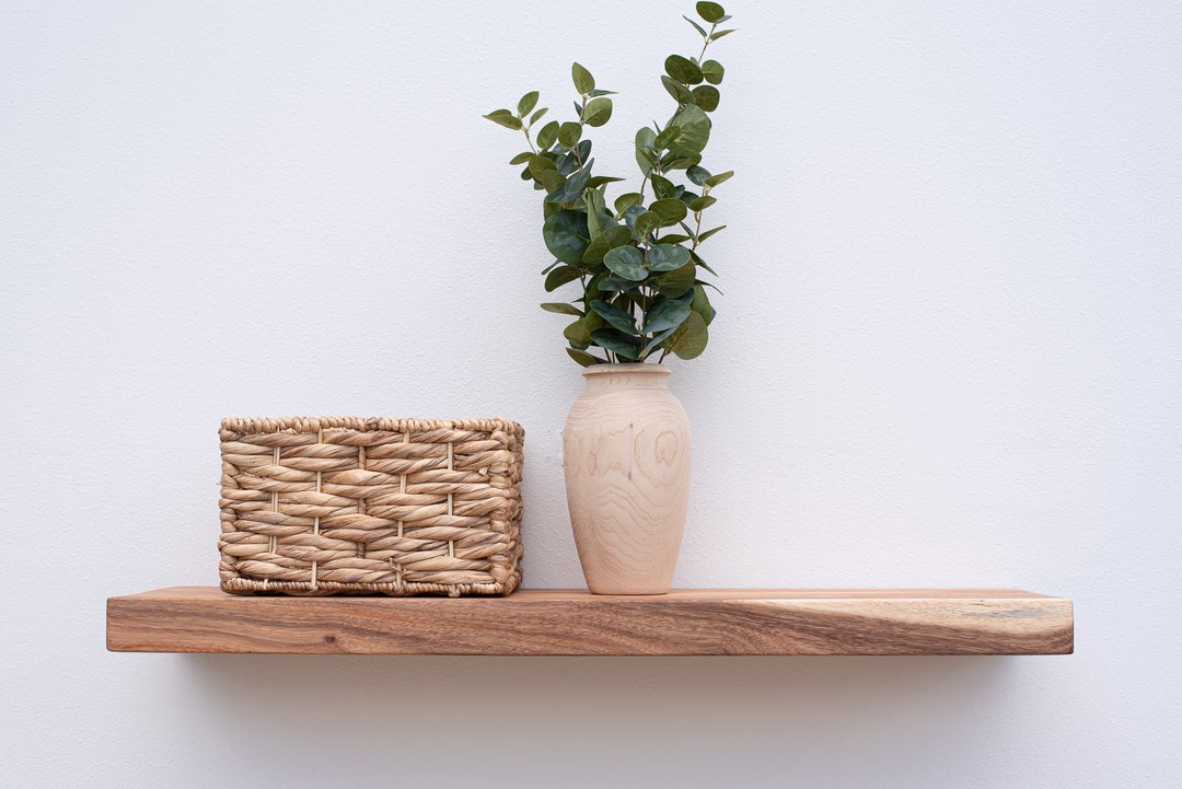 Exotic Monkey Pod Floating Shelf Custom Shelves, Solid Wood Modern ...