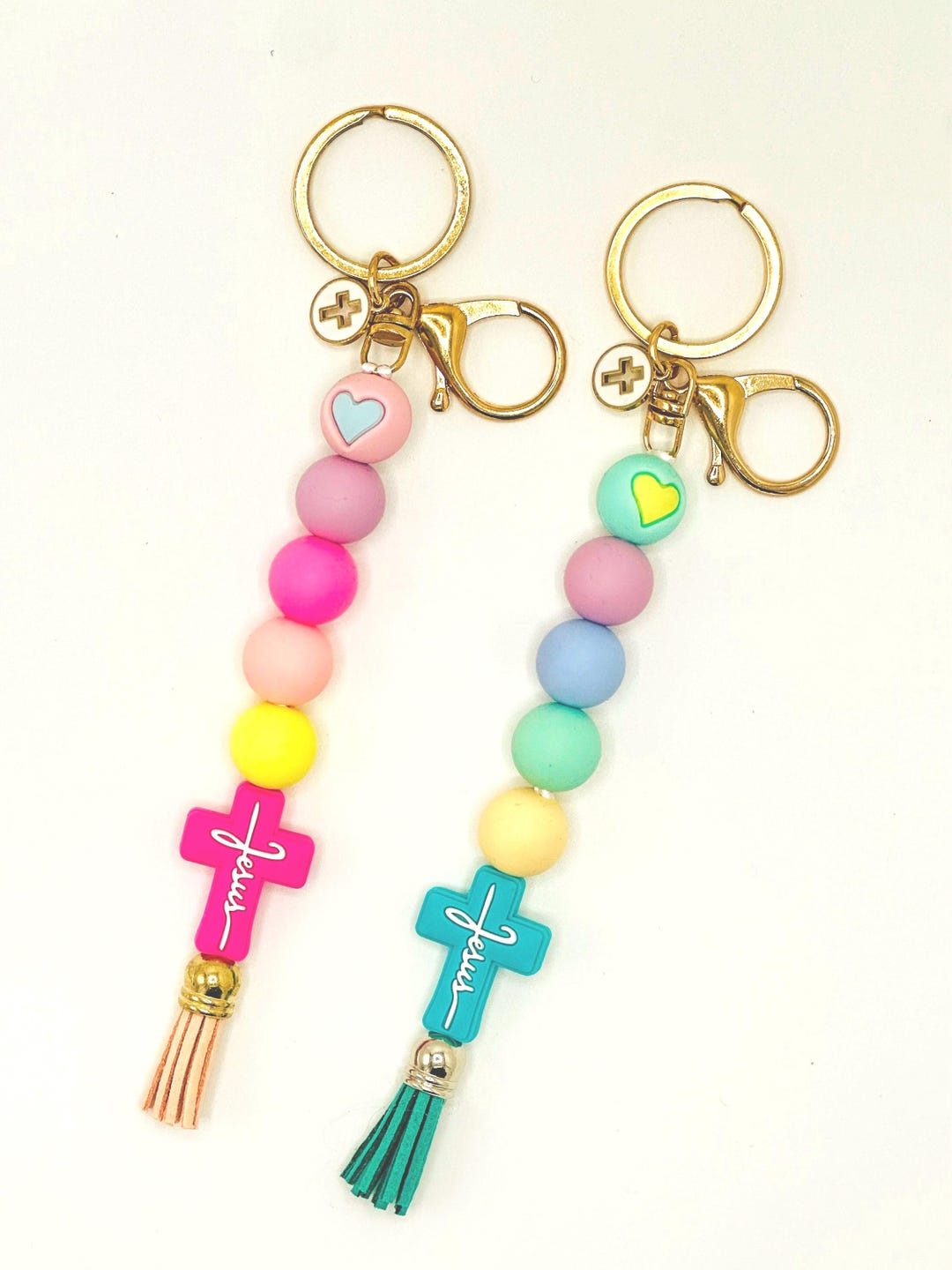 Keychain Jesus Pink Silicone Keychain Cute Silicone Beaded Keychain ...