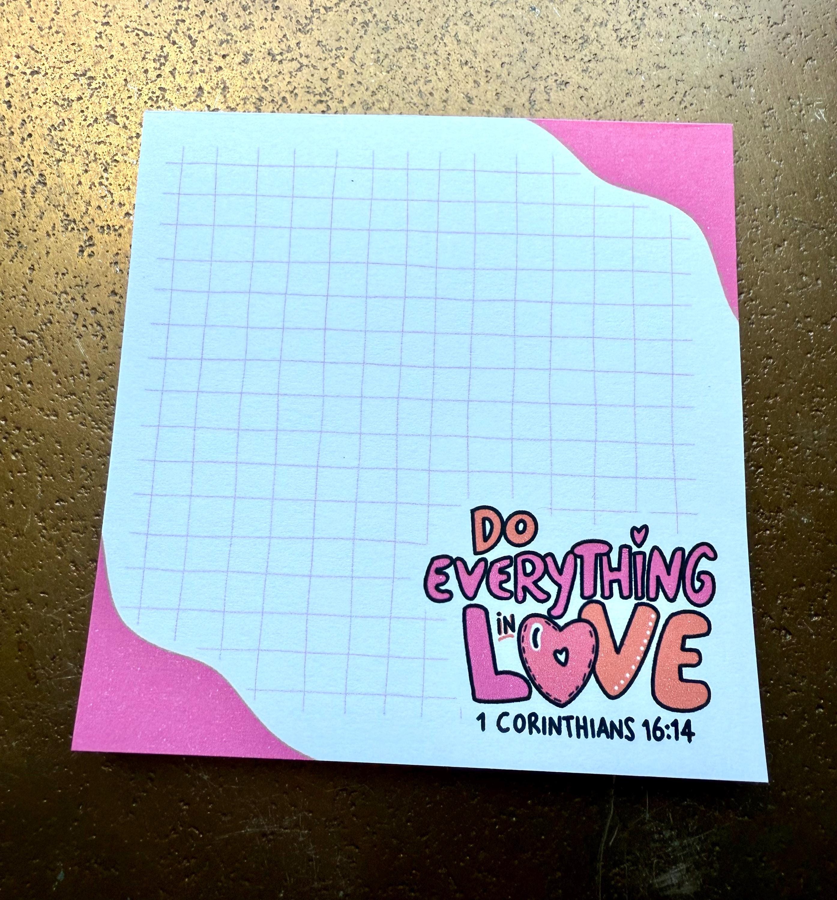 Handmade Notepad Do Everything in LOVE Bible Verse Scripture Memo Pad ...