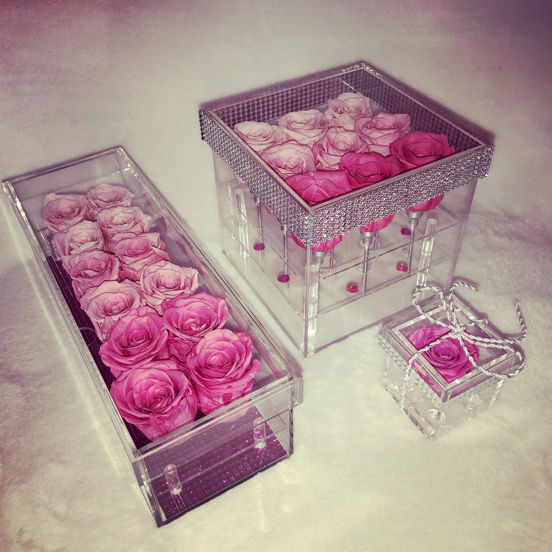 Preserved Real Roses Ombré Pink Roses Set of 3 - Etsy