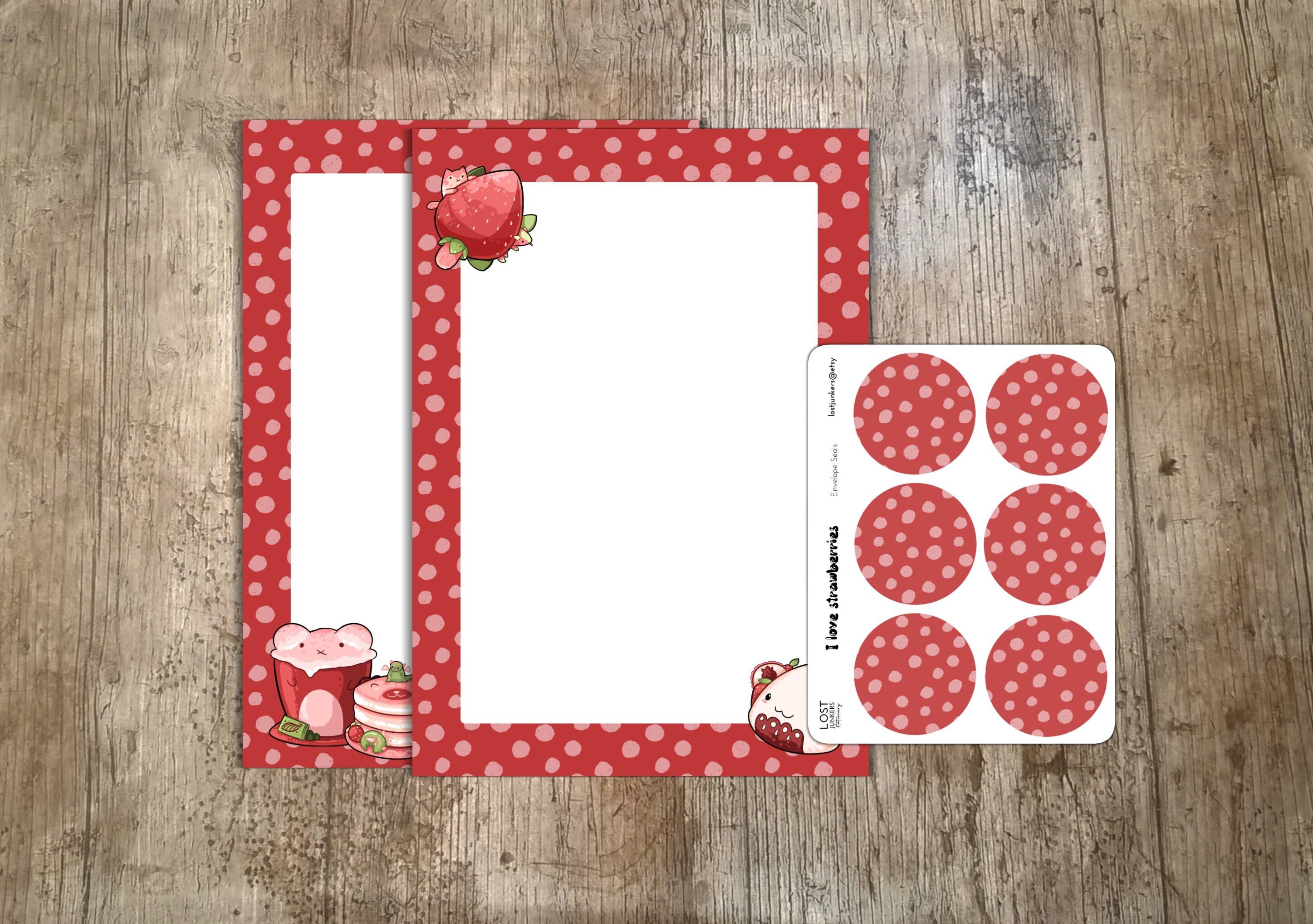 Me encantan las fresas 12 hojas Papel de escritura // | Etsy