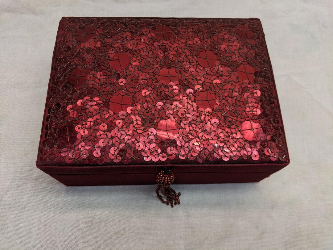 Red Sequin Jewelry Box, Red Jewelry Box, Sequined Jewelry Box, Redbox ...