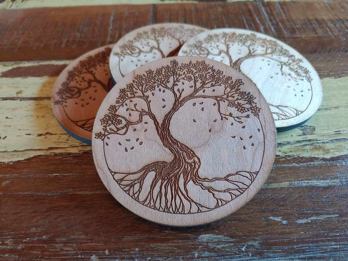 Cherry Blossom Tree Coasters Set of 4 - Etsy