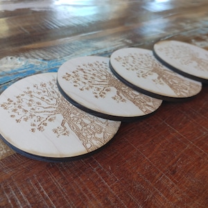 Hand Drawn Pine Tree Art Coasters - Set of (4) - Etsy