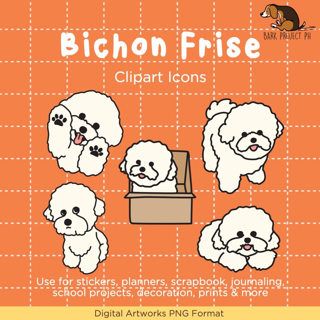 Bichon Frise Vector Icon Clipart PNG Sticker Files by Bark Project - Etsy