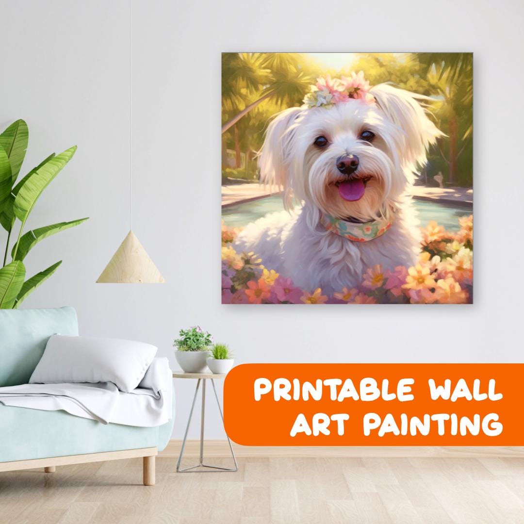 Maltese Flowers Wall Art Painting Decor Printable PNG File - Etsy