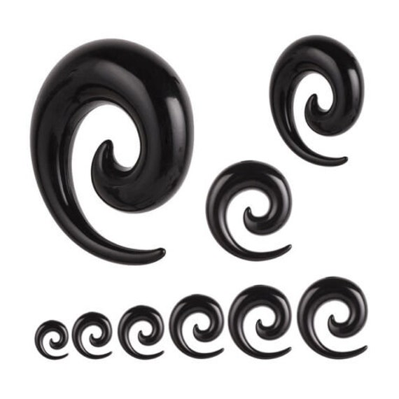 Pair of BLACK Acrylic Ear Spirals Piercing Plugs Tunnels | Etsy