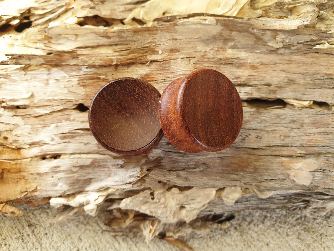 Ear Tragus Piercing Jewelry Brown Wooden Concave Ear Plugs - Double ...