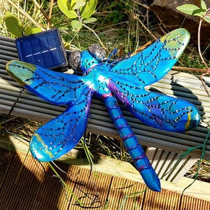 Dragonfly Garden Solar Light Sculpture - Etsy