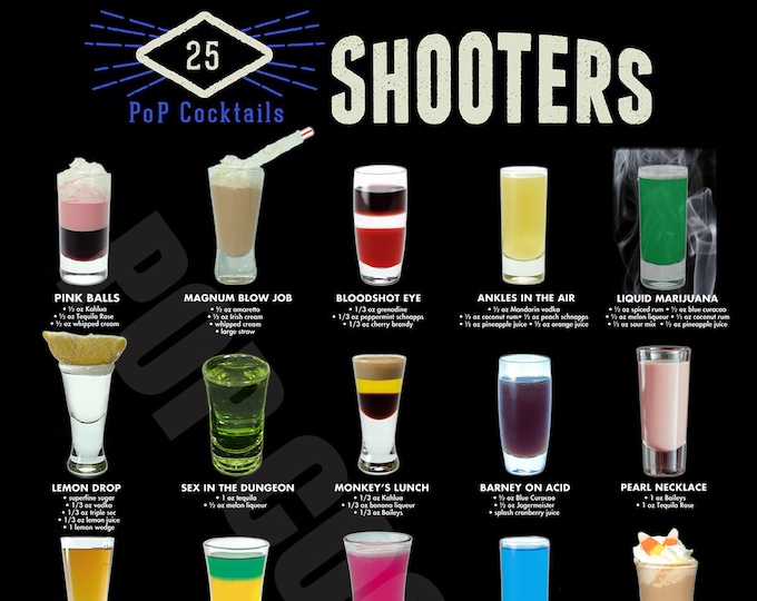 Top 25 Shooters Cocktail Posters - Etsy