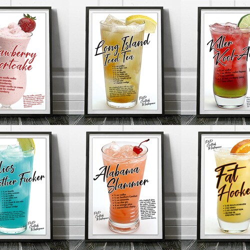 6 Cocktail Poster Collection digital Download - Etsy