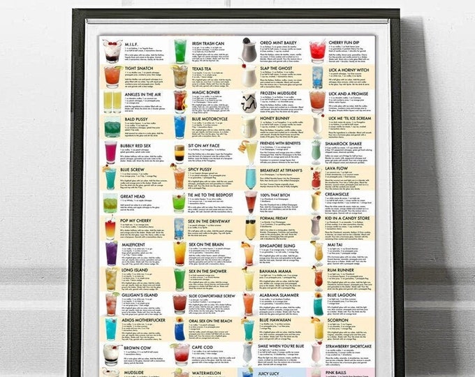 All Star Cocktail Poster and Guide - Cocktails Poster and Over 100 ...