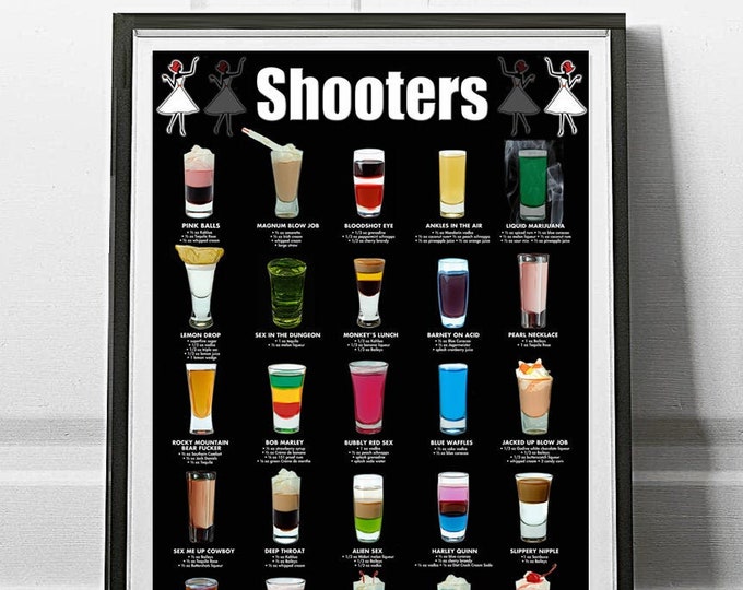 Shots & Shooters Cocktail Poster by Pop Cocktails - Etsy