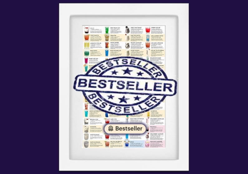 All Star Cocktail Poster and Guide - Cocktails Poster and Over 100 ...