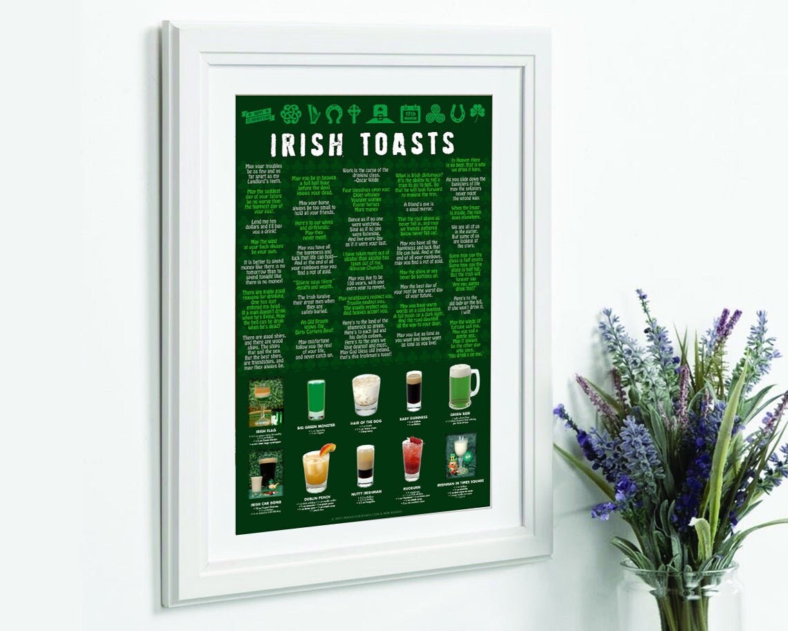 St Patricks Day Poster Irish Drinks & Toasts | Instant Digital Download ...