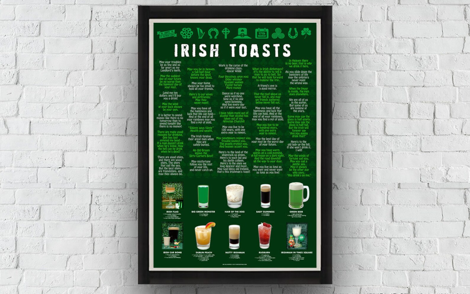 St Patricks Day Poster Irish Drinks & Toasts Instant | Etsy