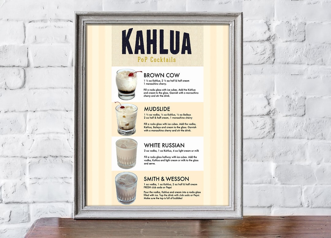Kahlua Cocktails Bar Poster Wall Art - Etsy