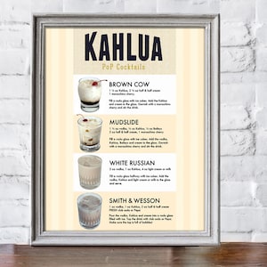 Kahlua Cocktails Bar Poster Wall Art - Etsy