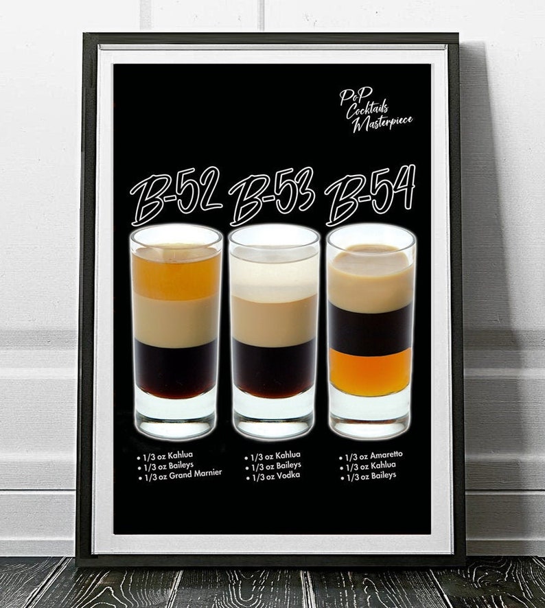 12"x18" B52 B53 B54 Cocktail Poster - Etsy