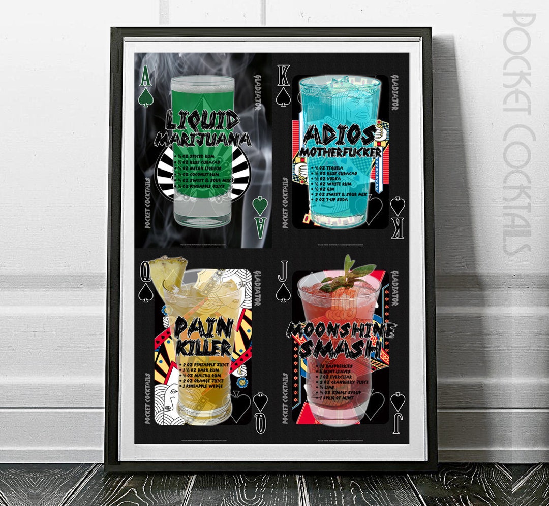 Gladiator Poker Posters! - FIVE 12"x18" Cocktail Poster Set - Etsy