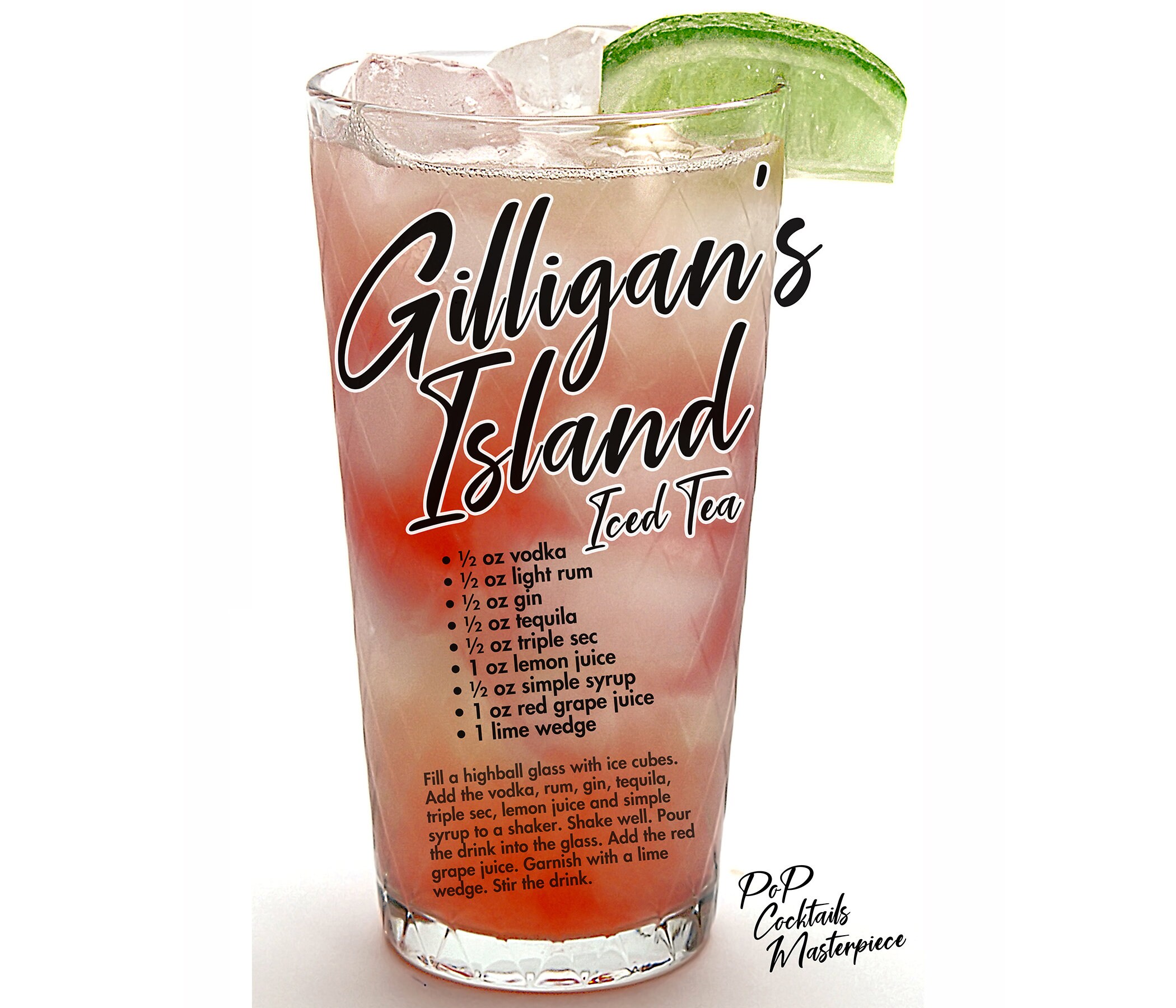 Gilligan's Island Iced Tea Cocktail Poster Pop Cocktails Drink - Etsy