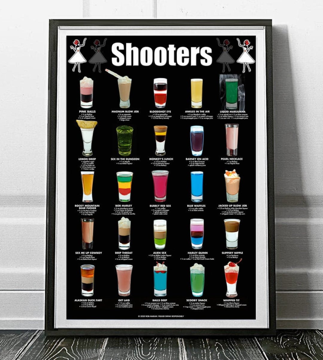 Shots & Shooters Cocktail Poster by Pop Cocktails - Etsy