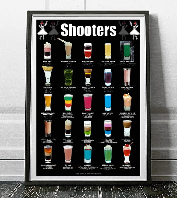 Shots And Shooters Cocktail Poster By Pop Cocktails Etsy Australia