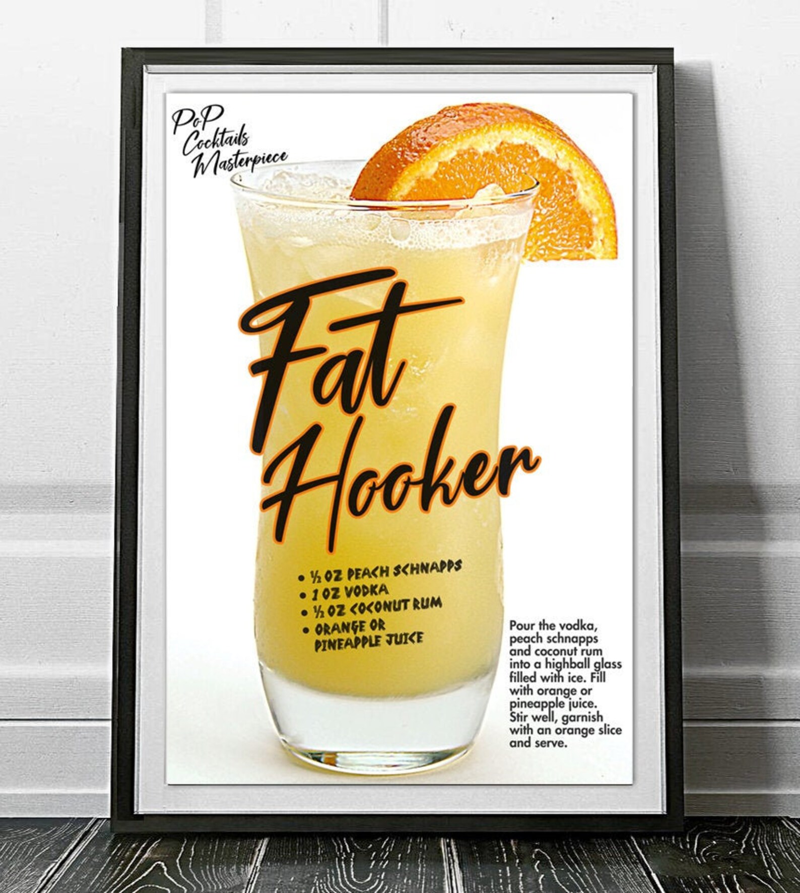 Fat Hooker Cocktail Drink Poster by Pop Cocktails - Etsy