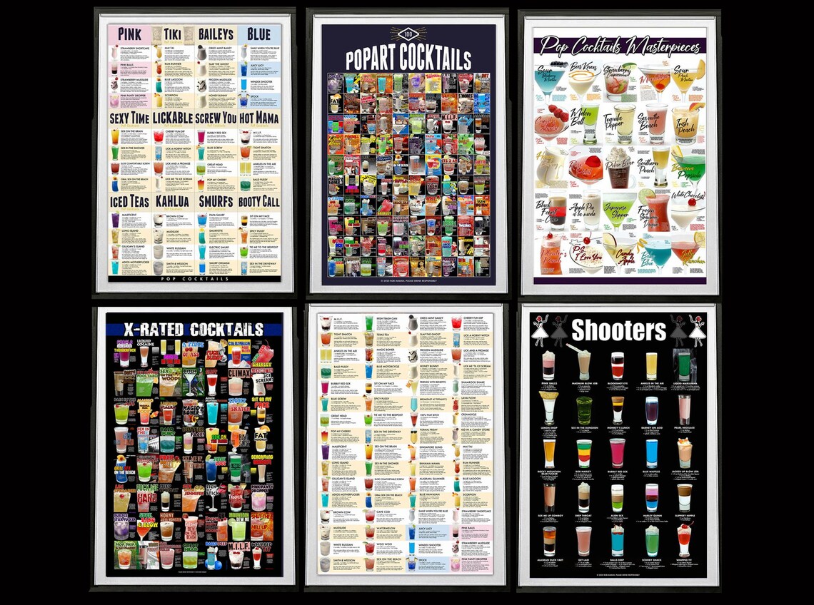 PRINTED Classic Cocktails Drink Recipe Poster Wall Art Home - Etsy Canada