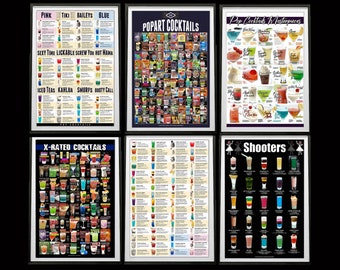 Classic Cocktails Drink Recipe Poster Wall Art Home Decor | Etsy