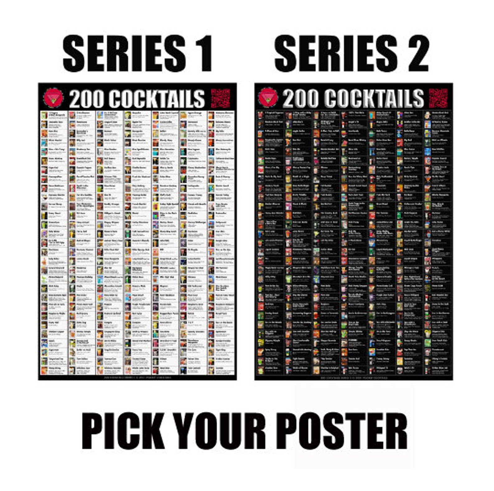 PRINTED 200 Drinks Cocktail QR Code Poster by Pop Cocktails - Cocktail ...