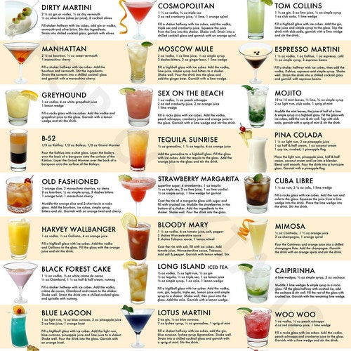 Cocktails Drinks List