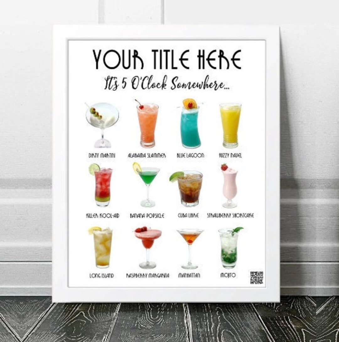 Personalized Cocktail Print, Drinks Print, Kitchen Print, Kitchen Wall ...