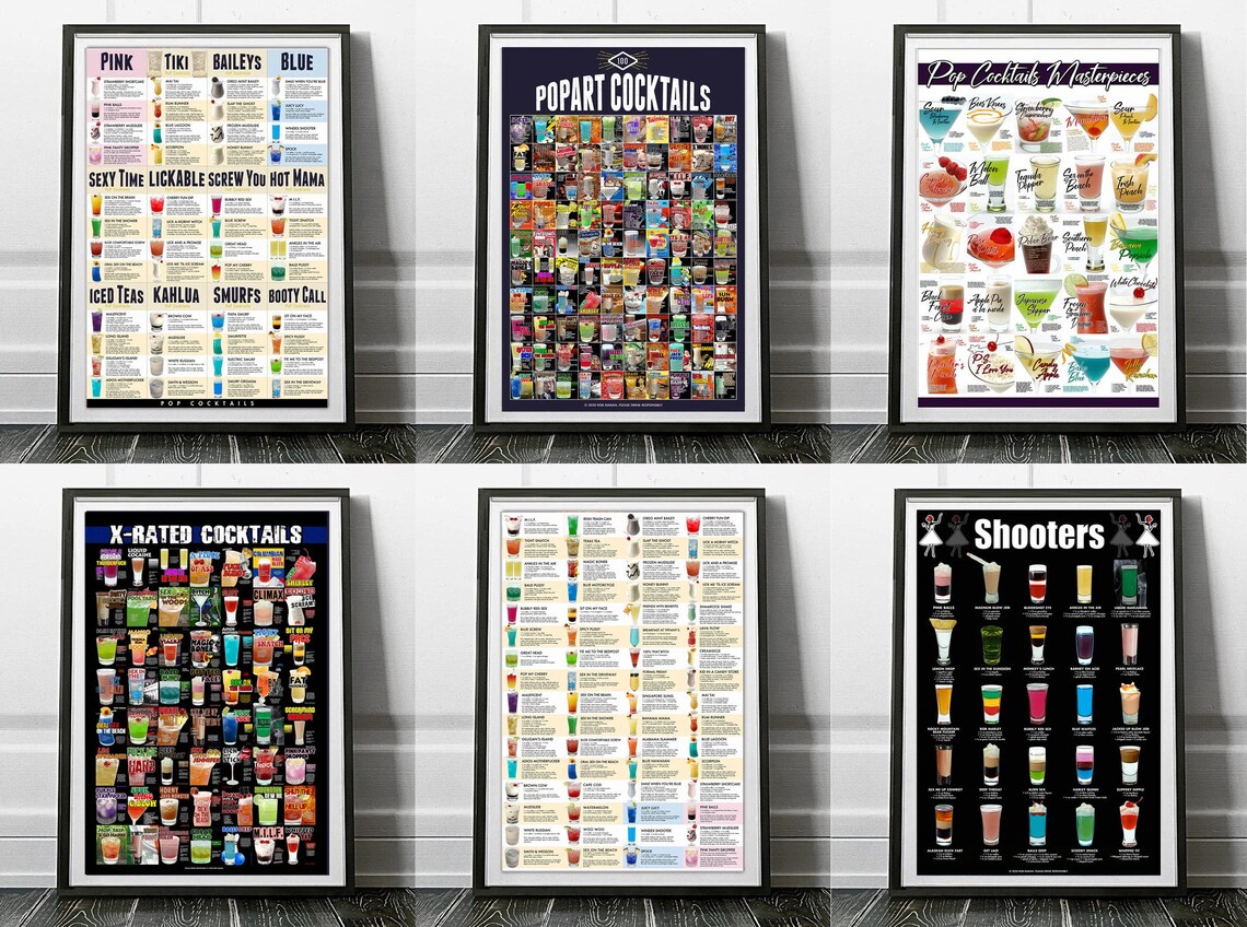 PRINTED Classic Cocktails Drink Recipe Poster Wall Art Home - Etsy Canada