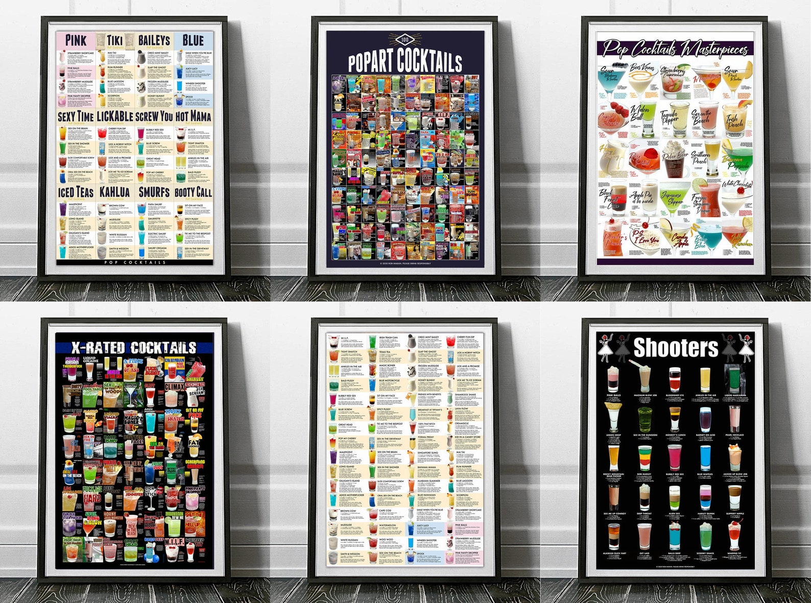 PRINTED Classic Cocktails Drink Recipe Poster, Wall Art, Home Decor ...