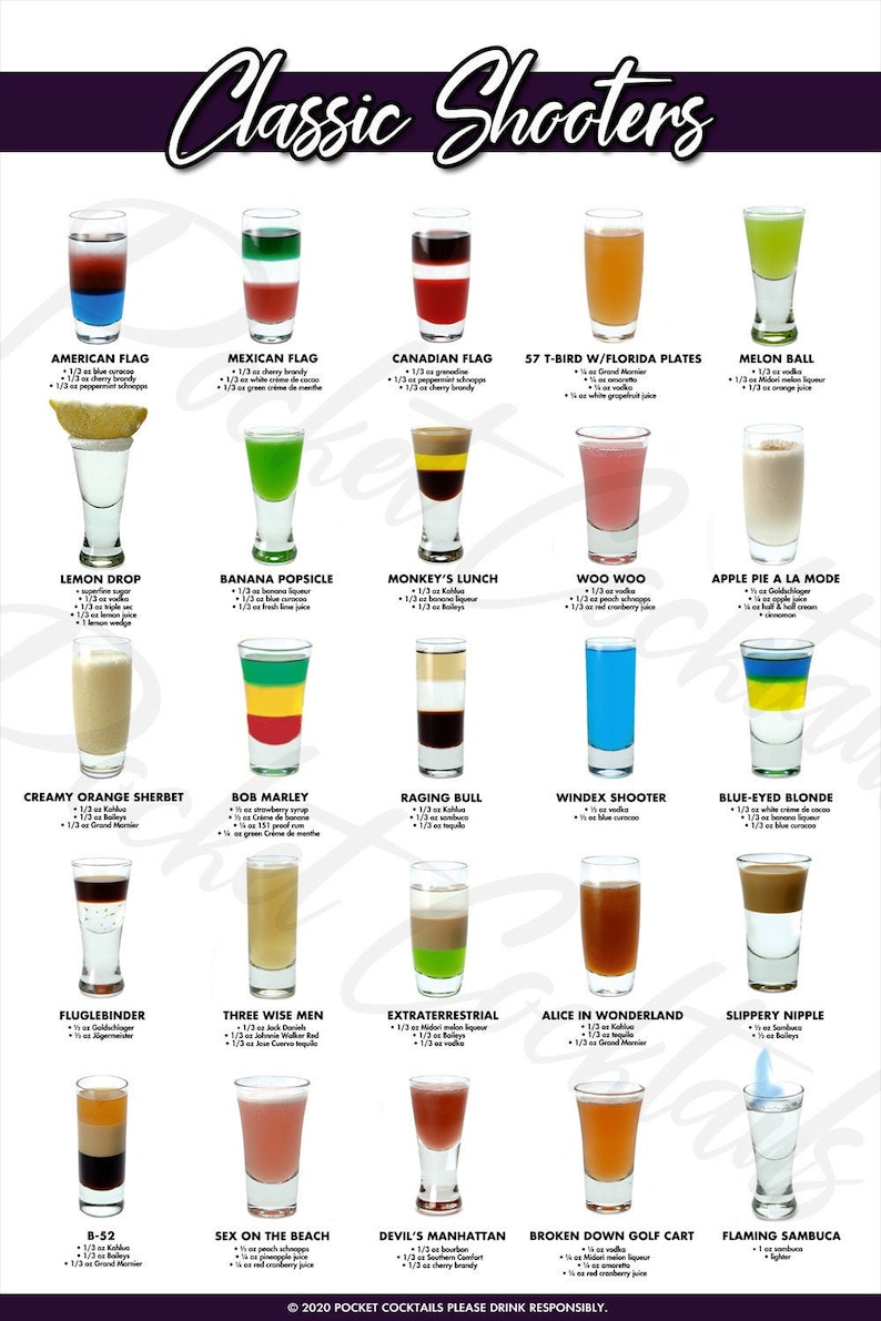 CLASSIC Cocktail Poster - Shooters - Digital Download - Etsy