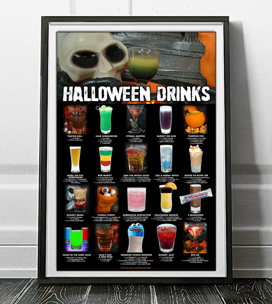 Printable Cocktail Halloween Poster and 100+ Halloween Party Drink ...