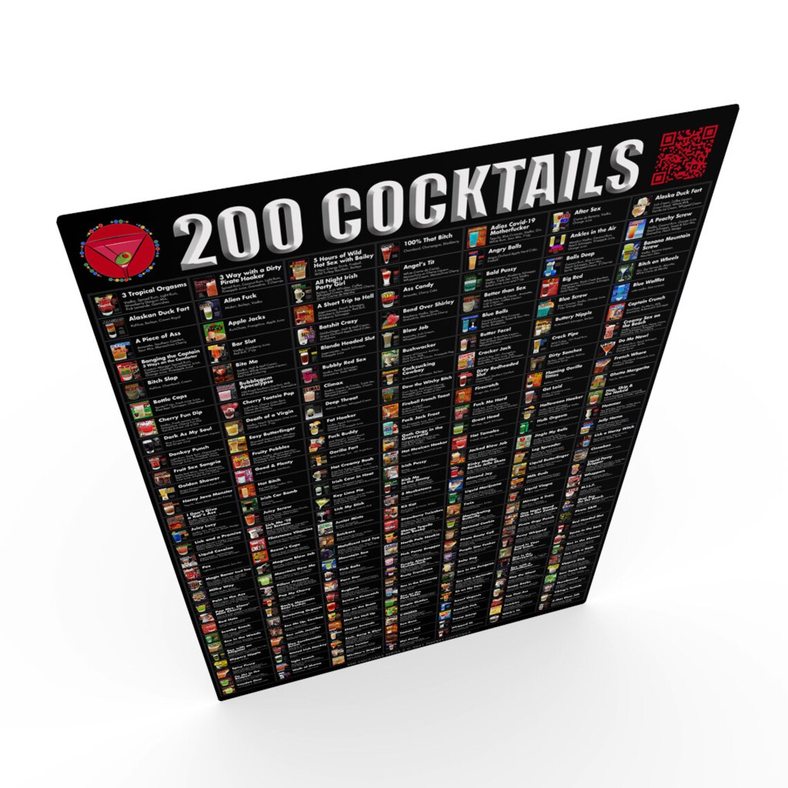 200 Drinks Cocktail QR Code Poster by Pop Cocktails Cocktail - Etsy