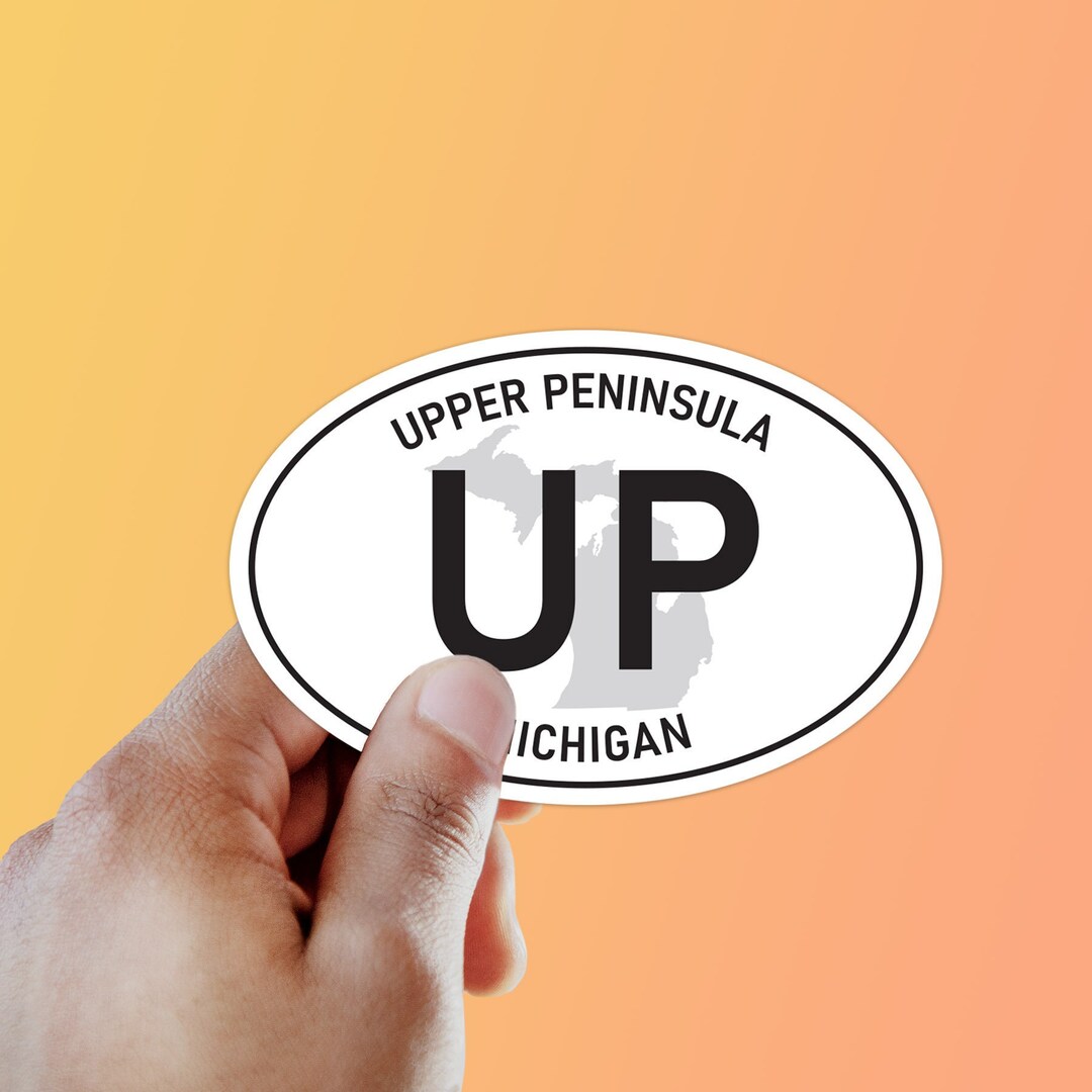 Upper Peninsula Michigan Bumper Sticker, Yooper White Oval Euro Sticker ...