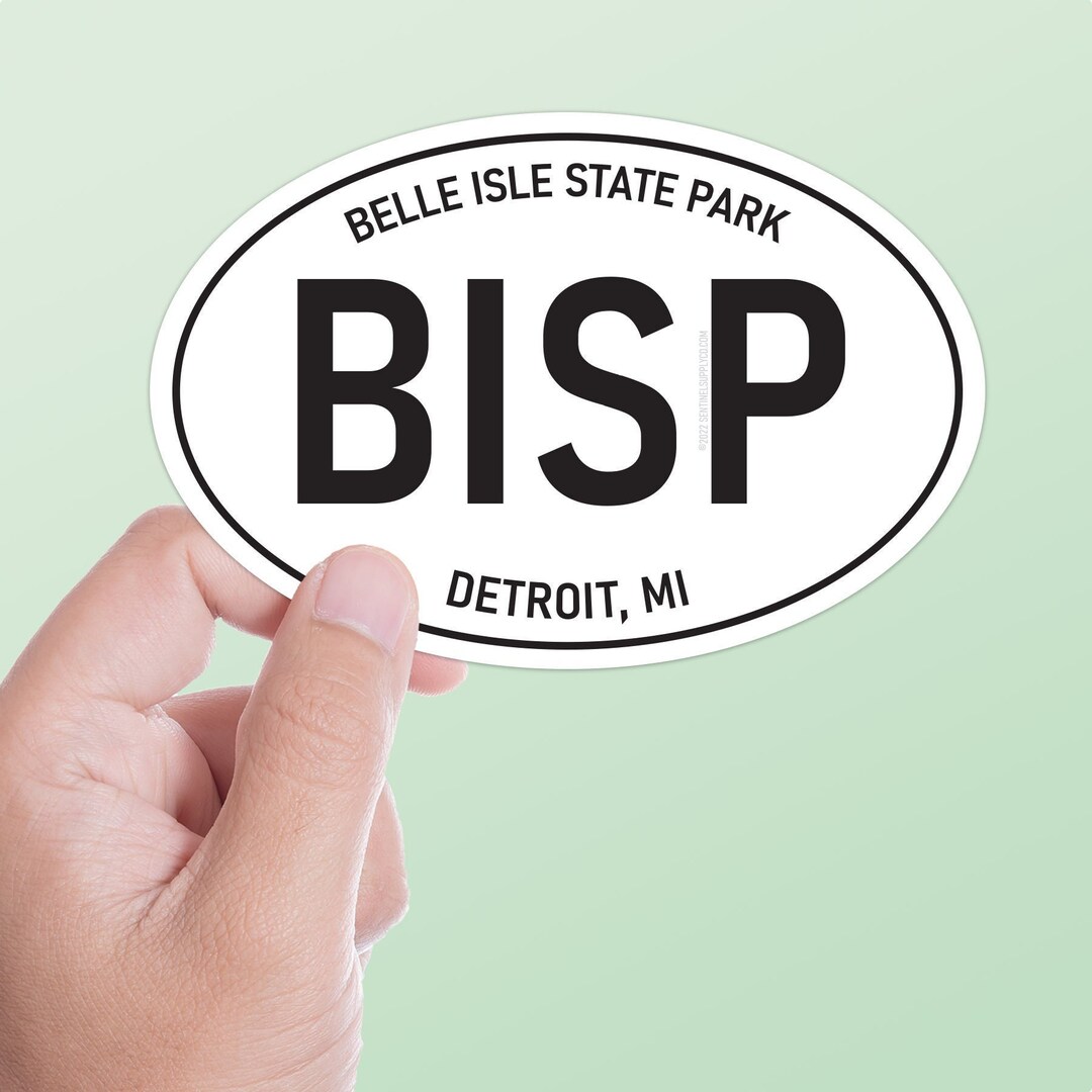 Belle Isle State Park Sticker, White Oval Detroit Bumper Stickers for ...